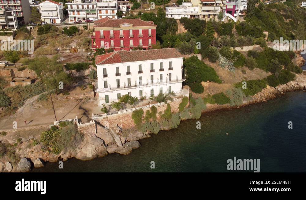 The Healing Thermal Springs of Edipsos, Greek Island of Evia, drone ...