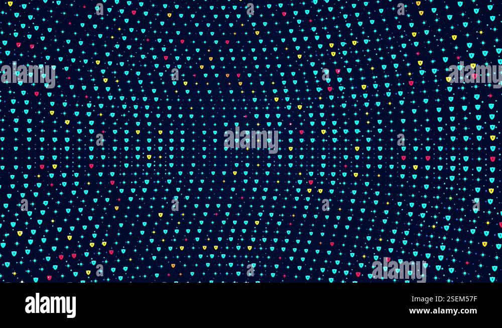Abstract Motion View Futuristic Blue Warp Grid Of Shield Lock Cyber ...