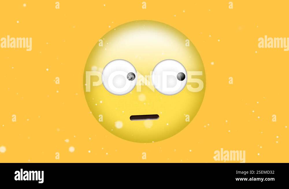 Digital animation of white particles falling over confused face emoji ...