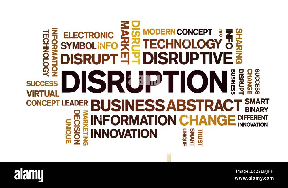 Disruption animated word cloud,animation kinetic typography seamless ...