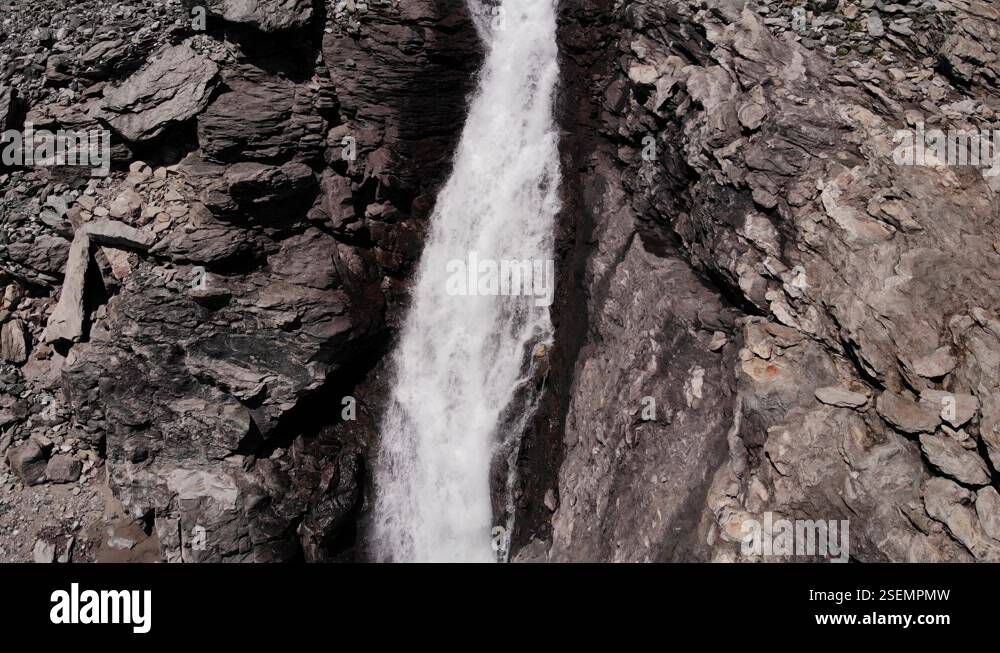 Waterfall Flowing On Rocky Cliff Into Waterfallboden Reservoir In ...