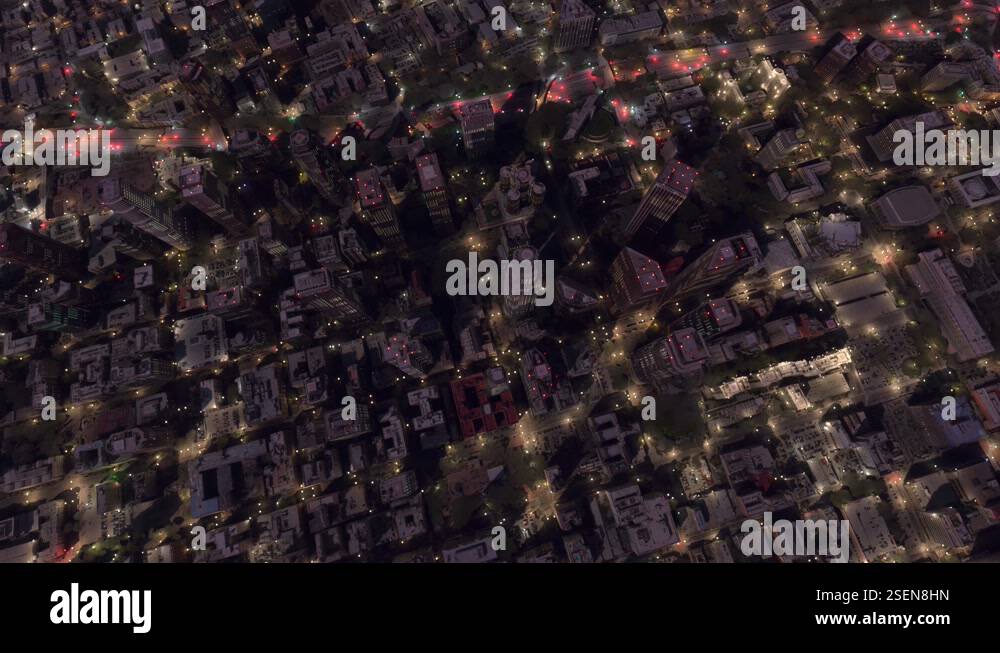 Aerial night view of downtown Los Angeles (DTLA) 4k animation Stock ...