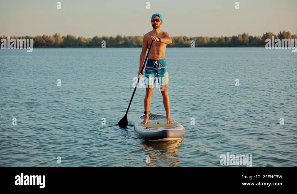 Inflatable Board For Rowing.SUP Surfer Balance Watersport Activities ...