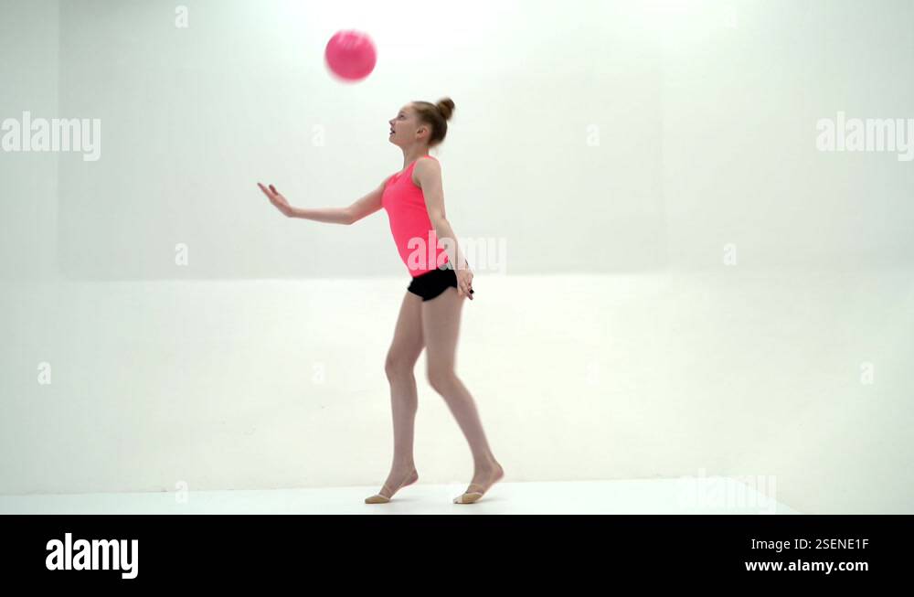 The gymnast perform an acrobatic element on the floor Stock Video ...