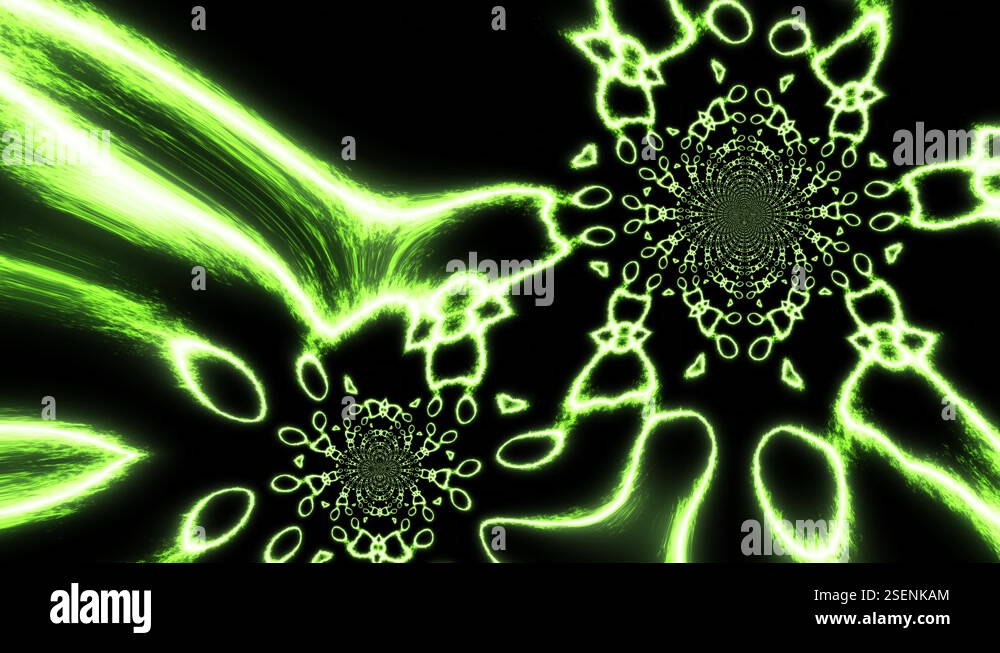 Glowing Psychedelic Fractals Loop Green Animation Background Stock ...