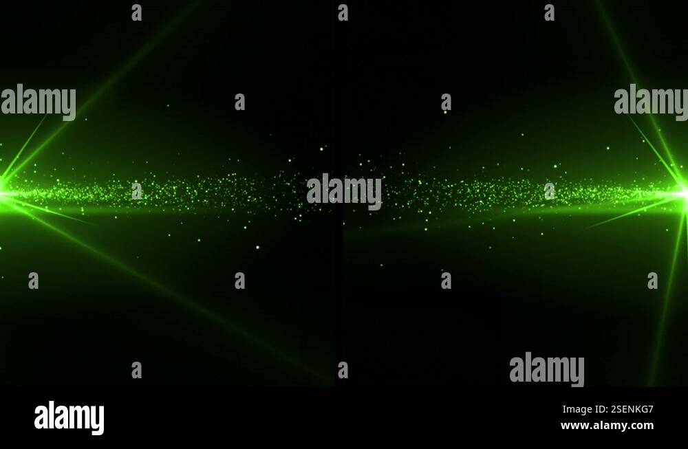 Animation of glowing green light energy particles moving to centre in ...