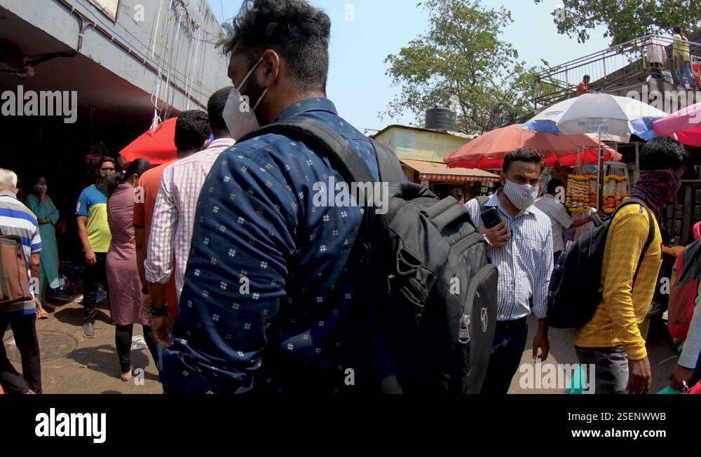 Busy Crowd On The Street Of Public Market In Mumbai City, India During ...