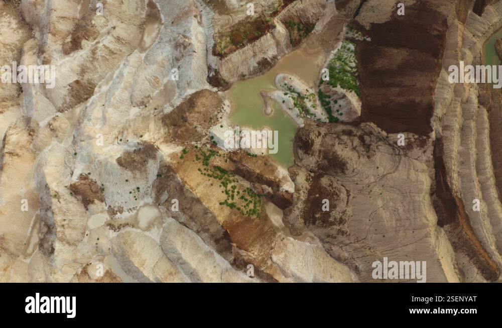 Drone flying over open pit mine, quarry. Open pit for gold mining Stock ...