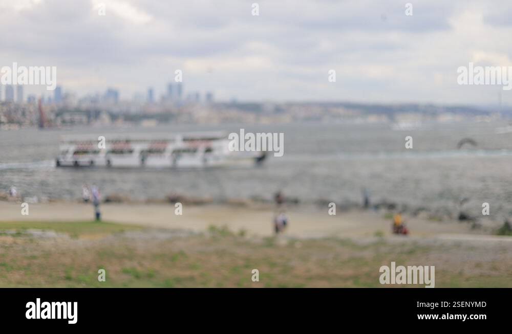 Blur view of the sea and ships sailing on the water in Istanbul city Stock Video Footage - Alamy