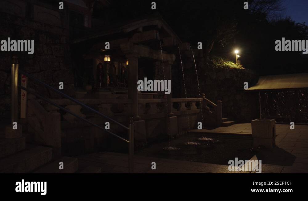 Kiyomizu Dera Temple at night in Kyoto, Japan Water Fountain with no ...