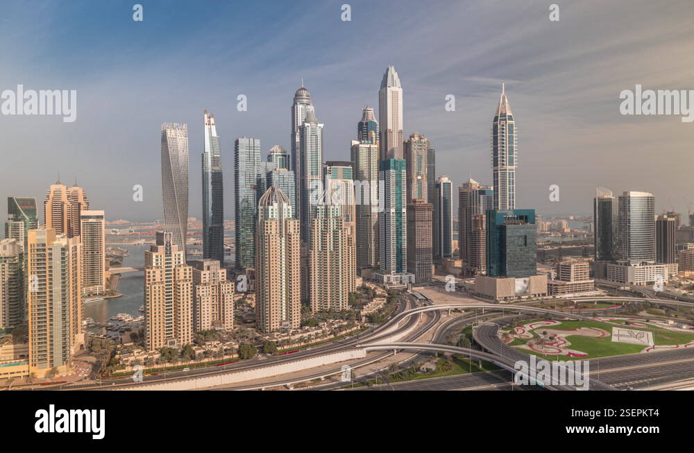Skyscrapers of Dubai Marina near Sheikh Zayed Road with highest ...