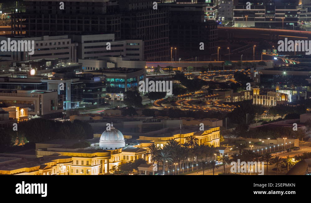 Dubai Internet city with the main entrance to the campus of American ...