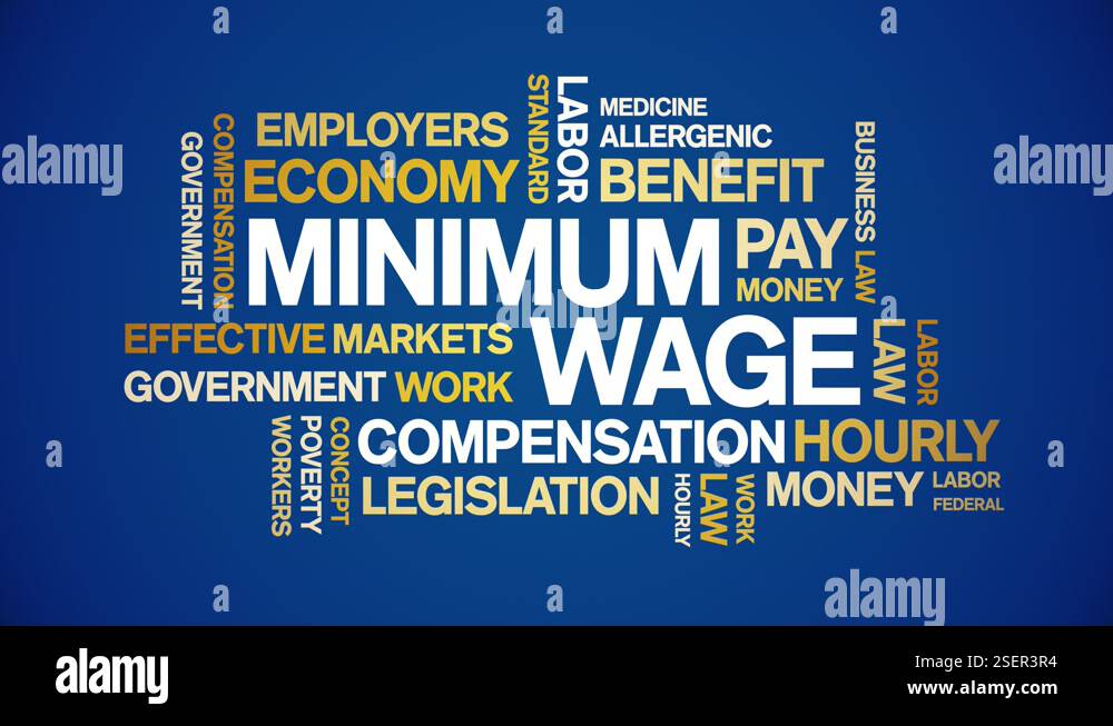 Minimum Wage animated word cloud,animation kinetic typography seamless ...