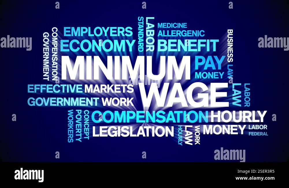 Minimum Wage animated word cloud,animation kinetic typography seamless ...