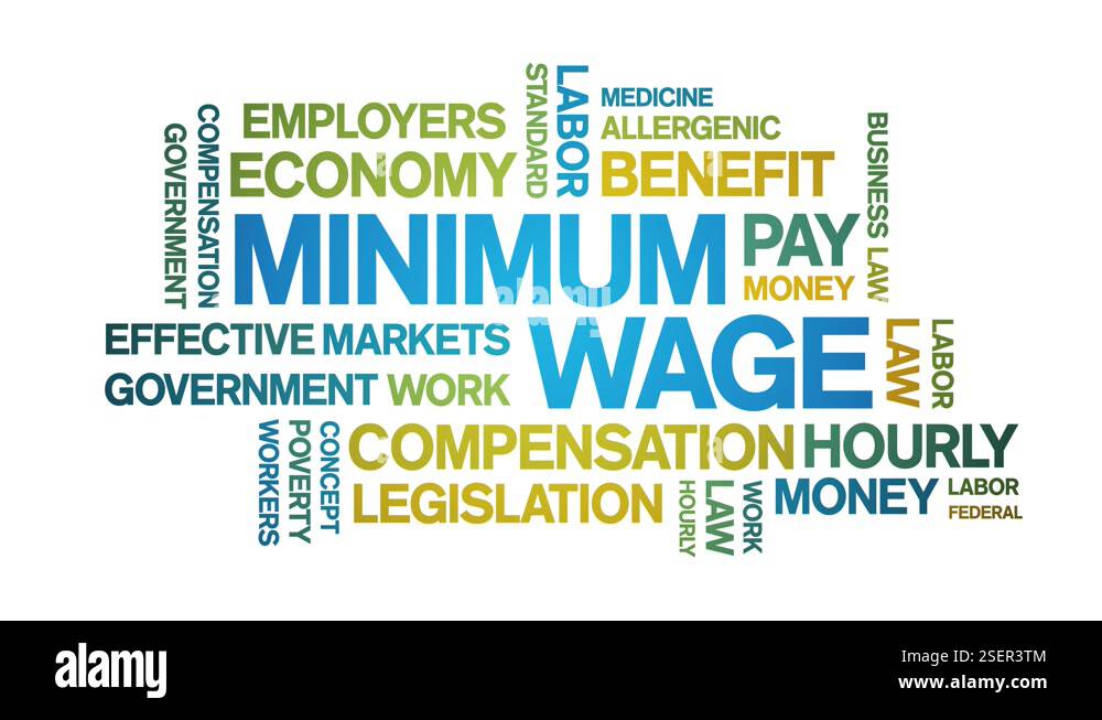Minimum Wage animated word cloud,animation kinetic typography seamless ...