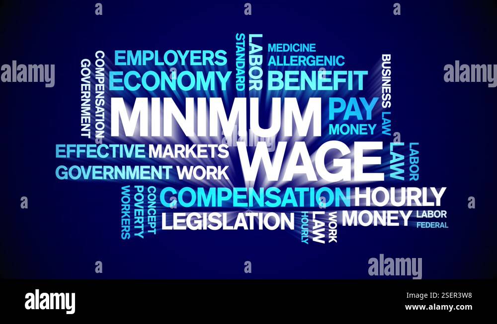 Minimum Wage animated word cloud,animation kinetic typography seamless ...
