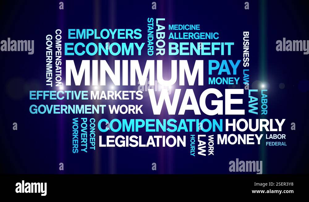 Minimum Wage animated word cloud,animation kinetic typography seamless ...