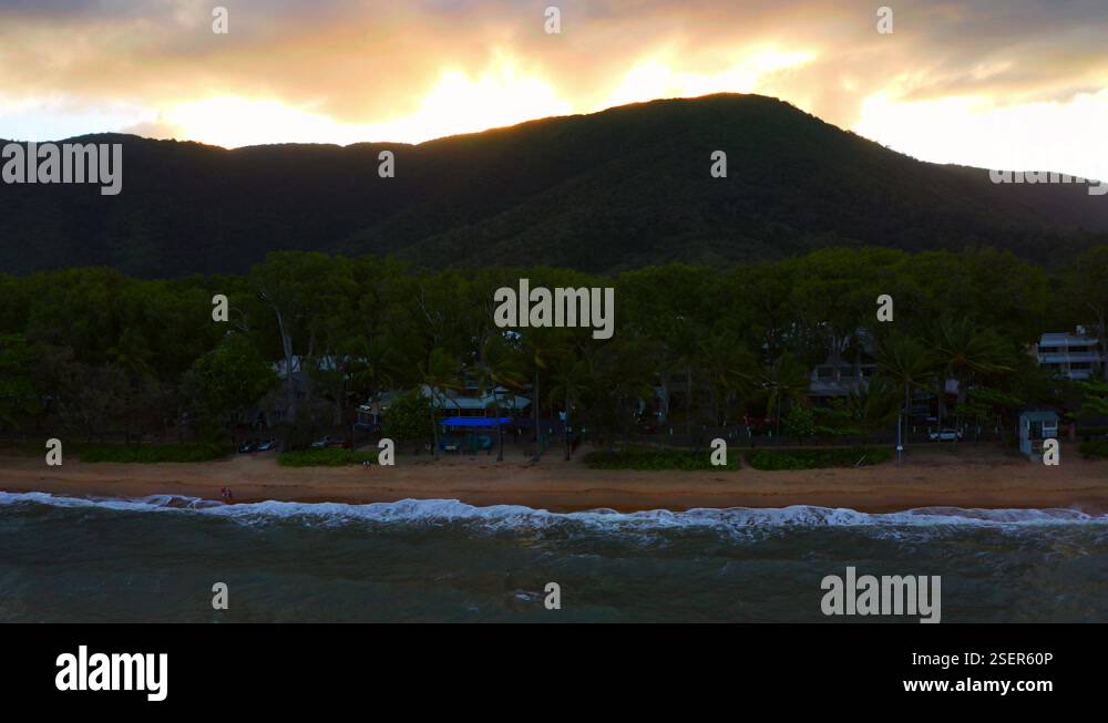 Sunset View Of The Coastline Of Cairns Palm Cove In Australia - wide ...