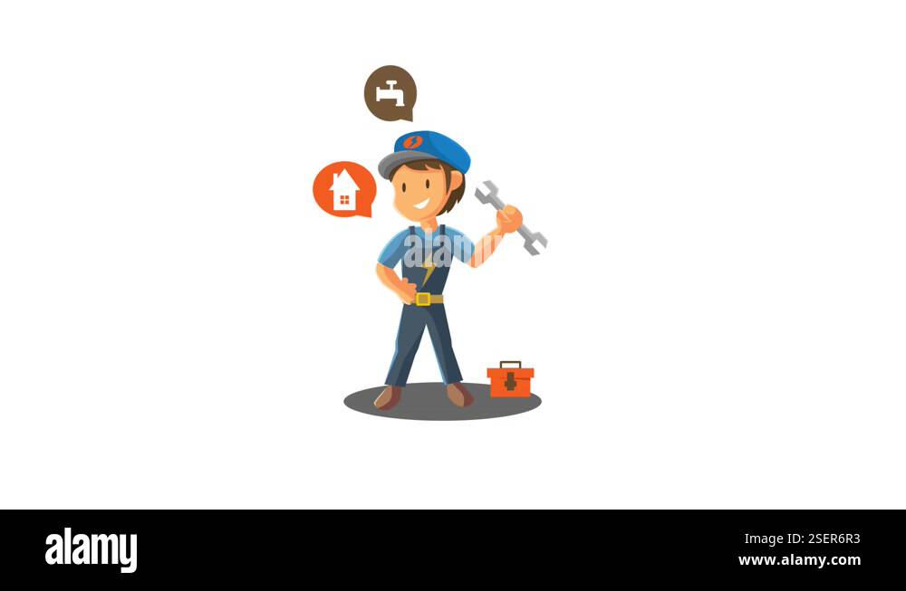 Repair man Holding Spanner worker Mechanic workshop emblem badge Mascot ...