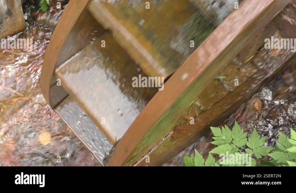 Close Up Watermill Mechanism On A River At Forest In Daytime Stock ...