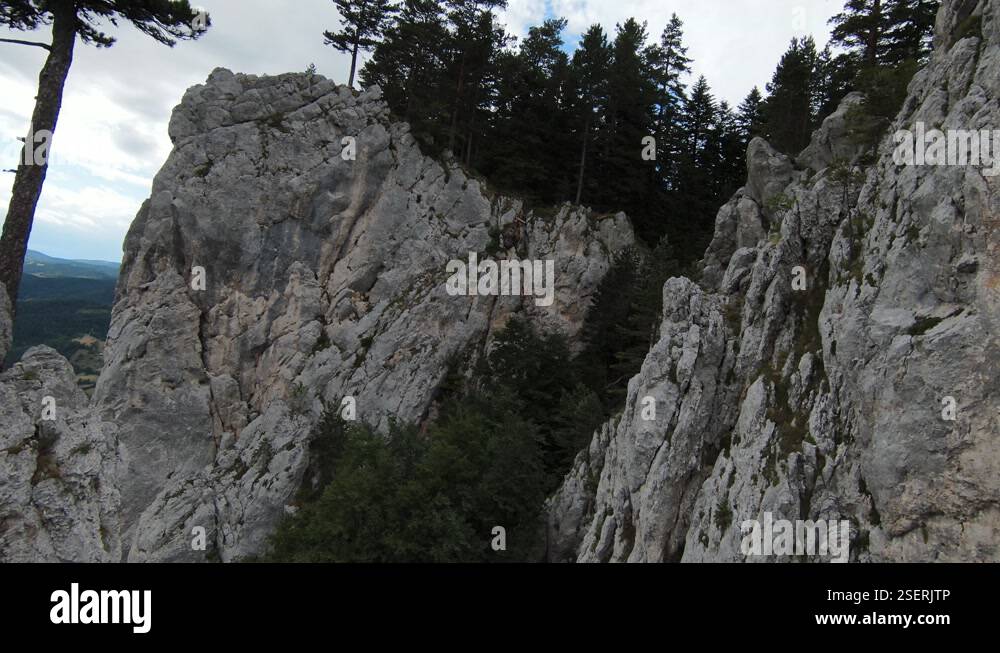 Aerial cinematic shot high speed sport fpv drone flying over natural ...