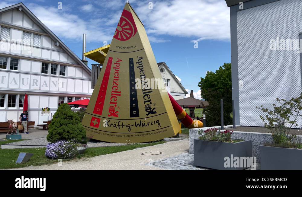 Large Appenzeller cheese model at the Appenzeller cheese factory in ...