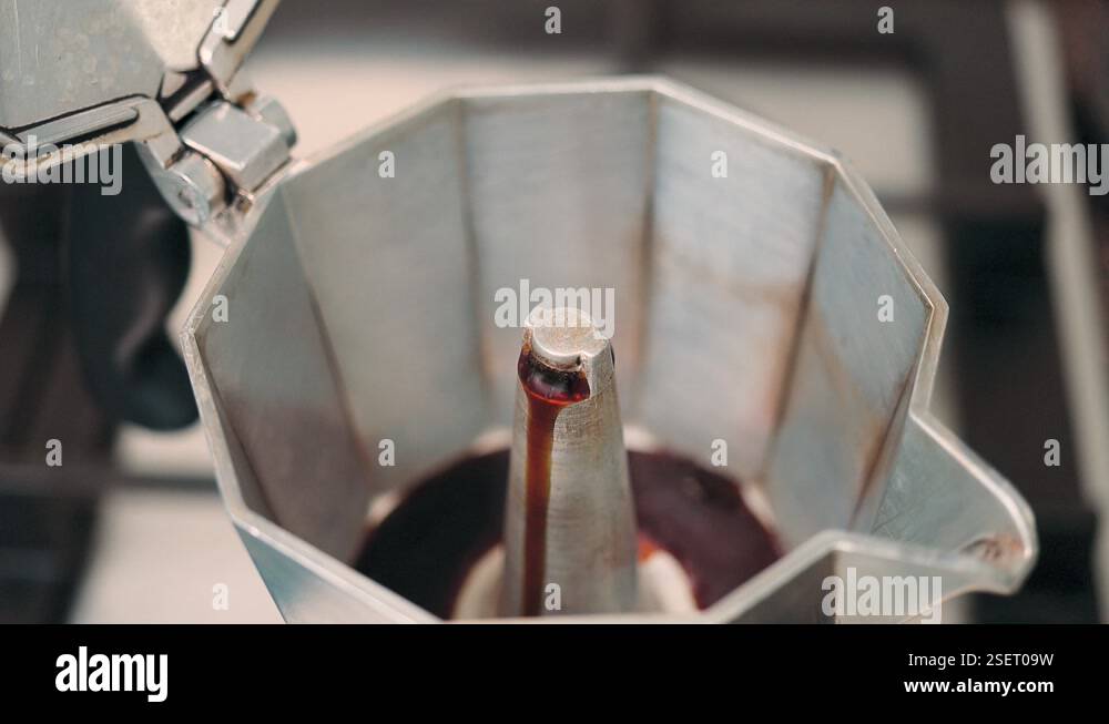 Process of making coffee in a geyser coffee maker, espresso coffee ...