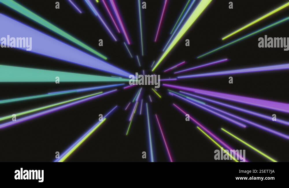 Retro 80s light speed jump animation with VHS noise and artifact ...