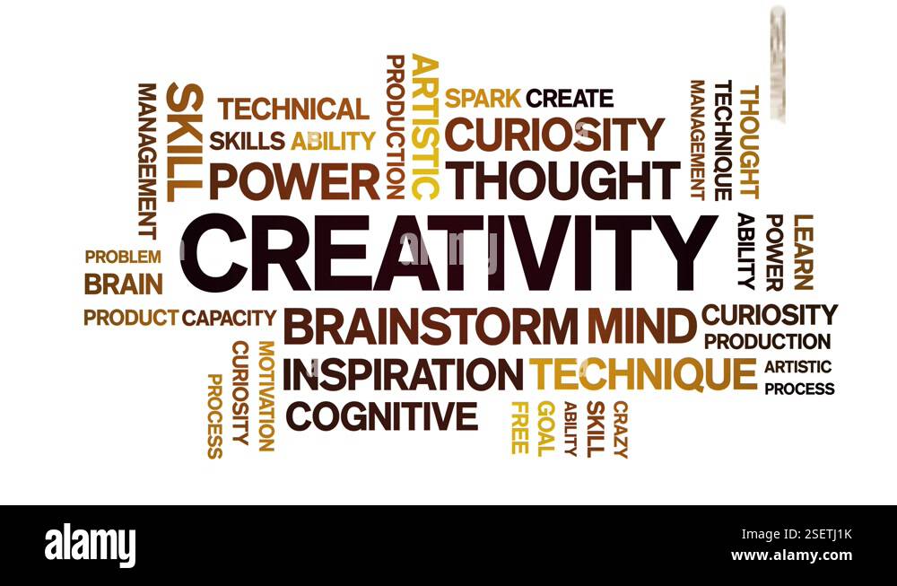Creativity animated word cloud,animation kinetic typography seamless ...
