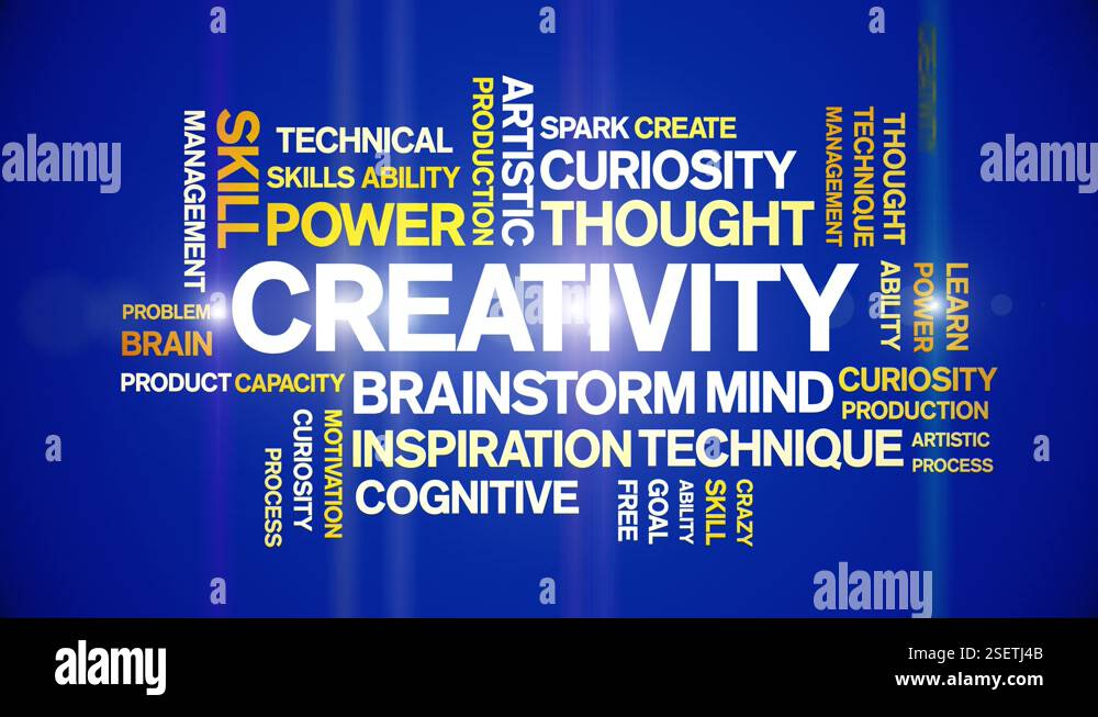 Creativity animated word cloud,animation kinetic typography seamless ...