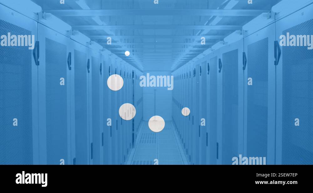Animation of circles with data loading and processing over computer ...