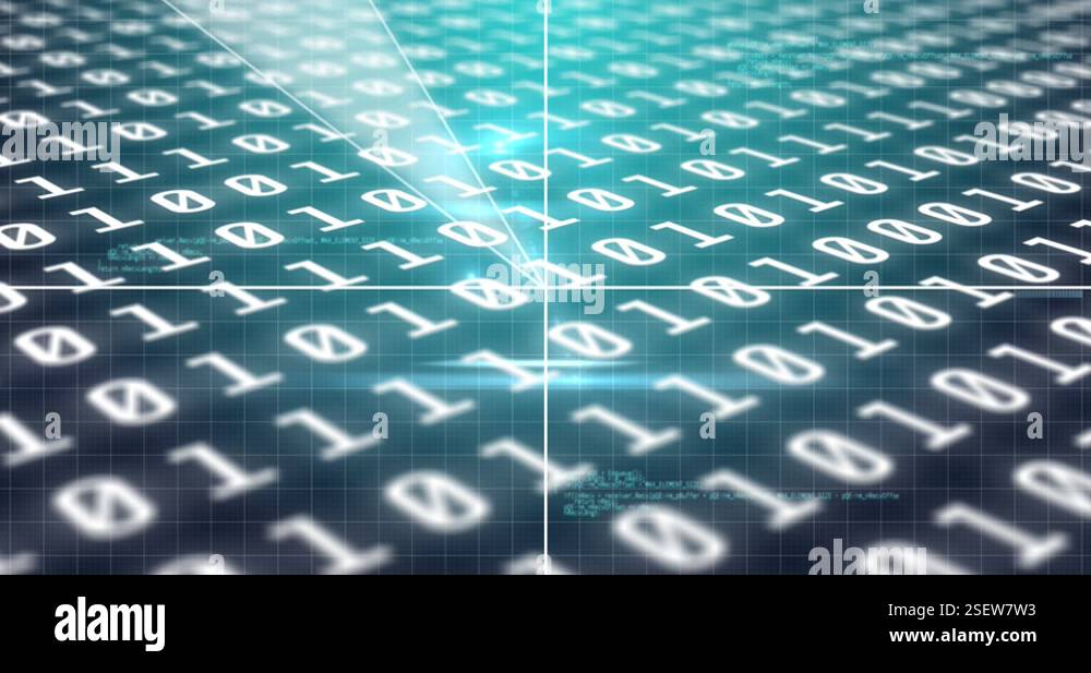 Animation of scope scanning over binary coding data processing Stock Video Footage - Alamy