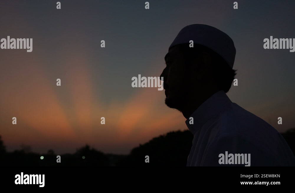 Asian white islam man prayer,Young Muslim praying,Ramadan festival ...