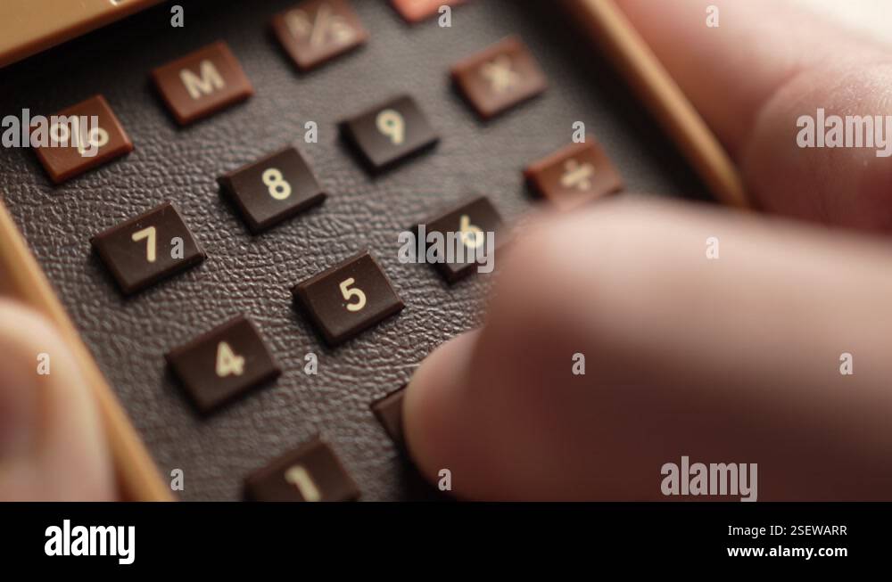 Calculating Numbers on a Vintage Calculator Closeup Stock Video Footage ...