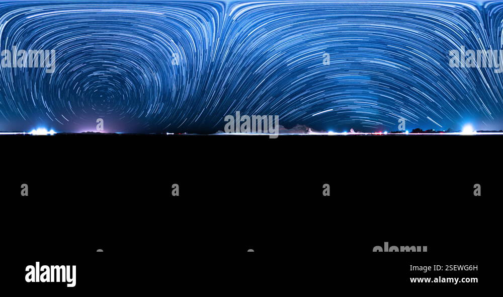 360 VR Startrails of Milky Way Galaxy Polaris North Star Trona ...