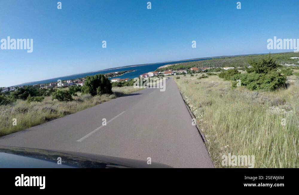Driving rural road to village Simuni, island Pag, Croatia Stock Video ...