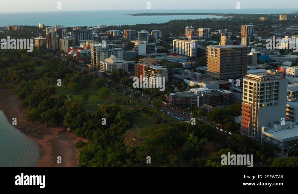 Waterfront Cityscape With Modern Structures At Darwin City, Capital Of ...