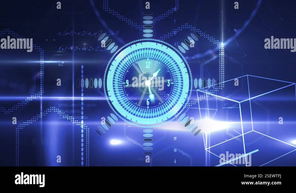 Animation of scope scanning with clock over mathematical formulas on ...