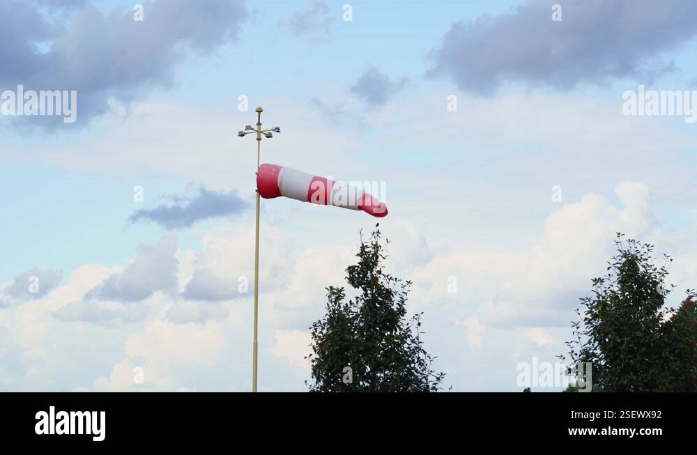 red and white flag. Wind designator to indicate direction of wind on ...