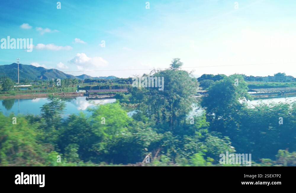 Mountain, pond, countryside, aquaculture, blue sky, landscape, duck ...