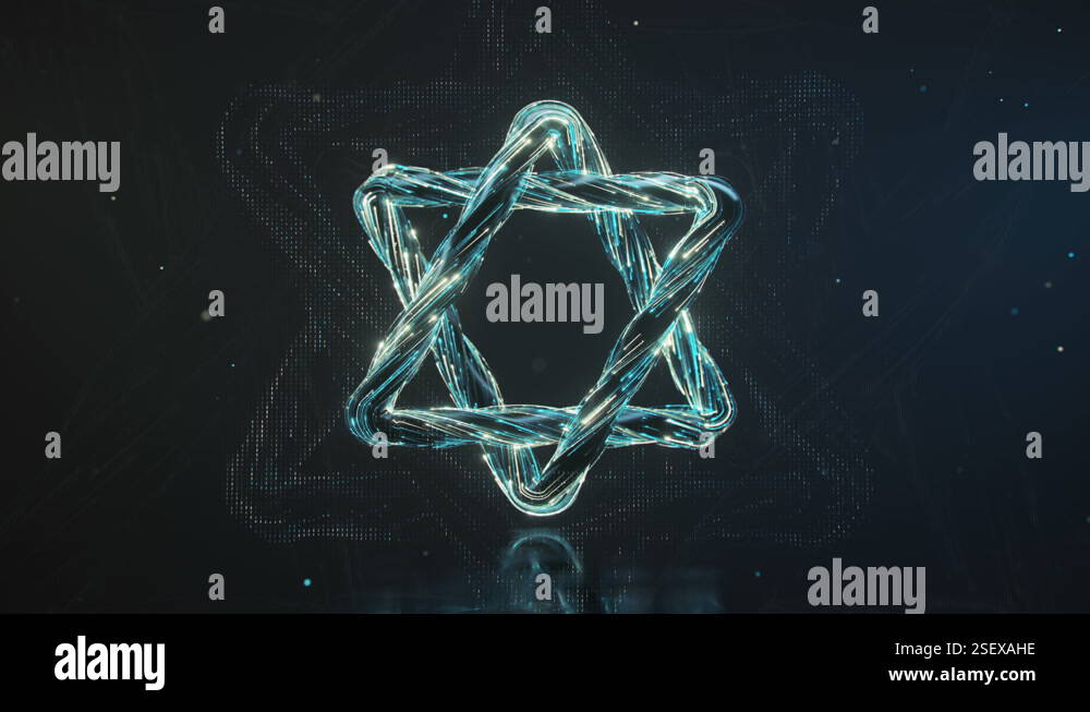 Star of David made from light trails 3D render seamless loop animation ...