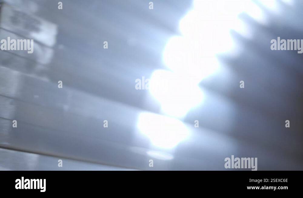 Beautiful Metal Construction in Rows with Reflections and Sun Flares ...