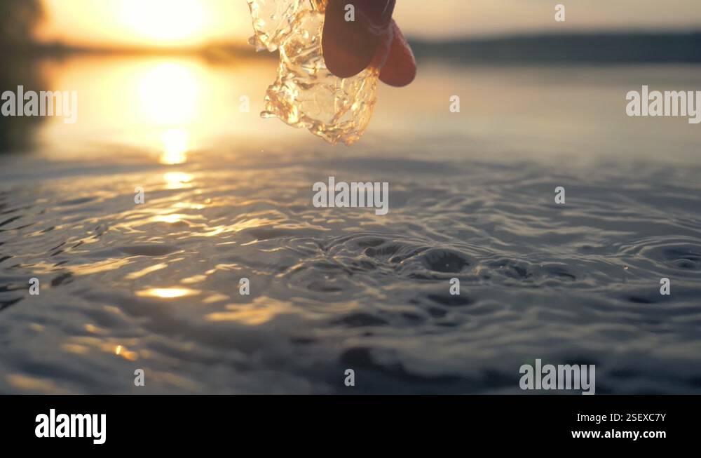 microplastics in water. plastic fragments or particles in ocean. ocean ...