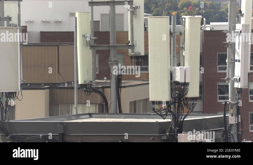 Cell phone antenna tower and electronics infrastructure on apartment ...