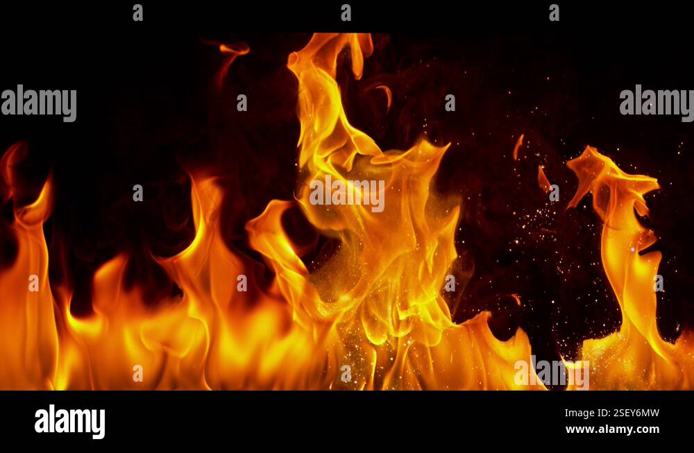 Magical Crackling Fire Flames in Super Slow Motion Stock Video Footage ...