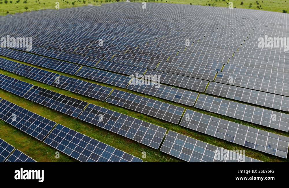 Rows of photovoltaic solar cells installed to generate clean and cheap ...