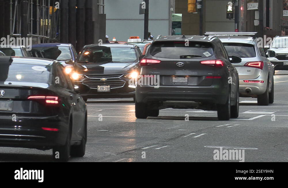 Heavy car traffic and gridlock congestion in downtown Toronto Stock ...
