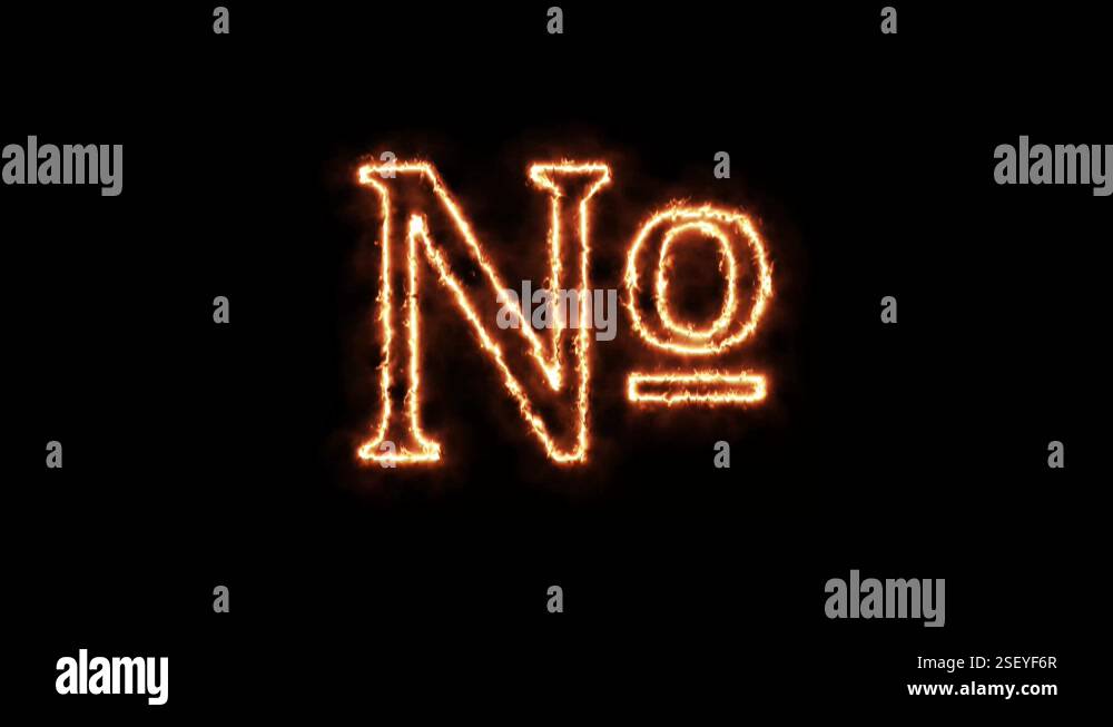Animated sign Number on fire. Animation on a black background letters ...