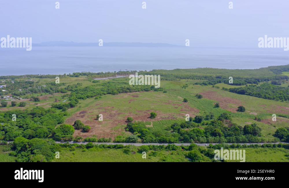 Panoramic View Of Green Fields And Seascape In The Town Of Sabana de la ...