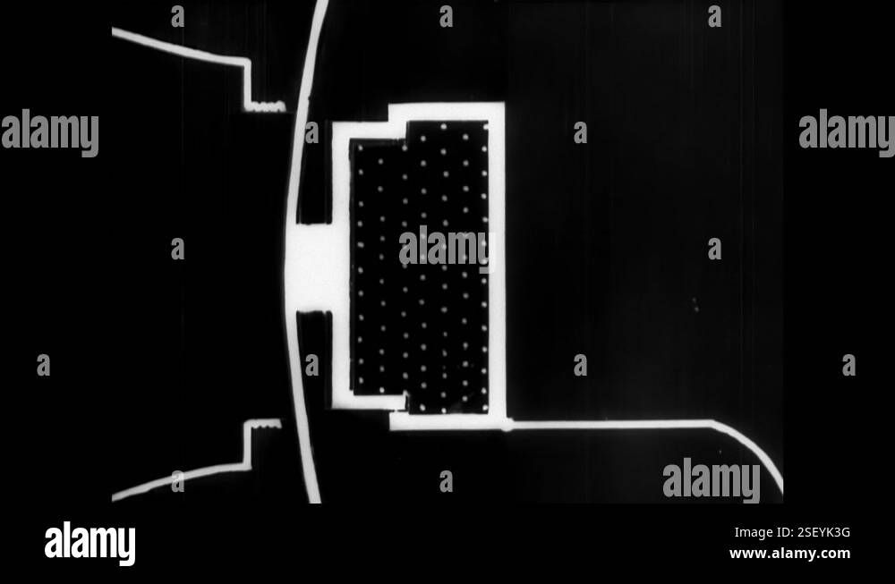 1920s: Telephone animation. Title card. Man opens door to device and ...